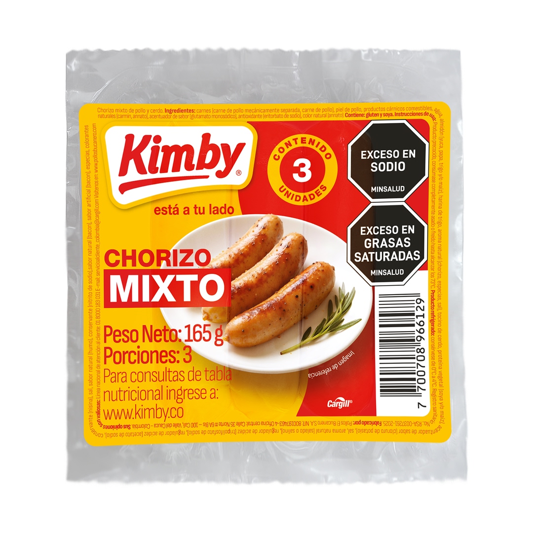 Chorizo mixto 165g | Kimby Colombia